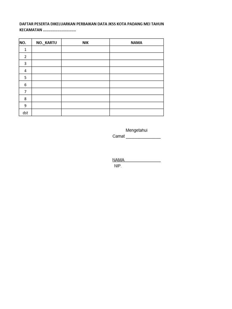 Form Perbaikan Jkss | PDF