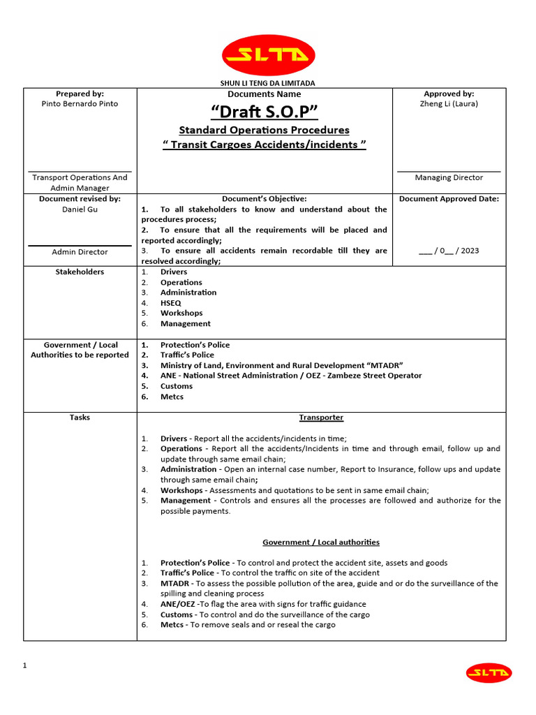 SOP - Accident or Incident | PDF | Technology & Engineering