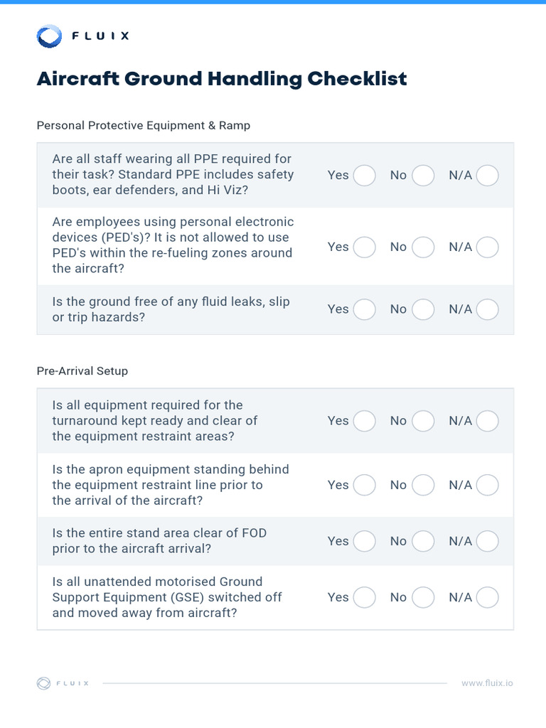 Template Aircraft Ground Handling Checklist | Download Free PDF ...