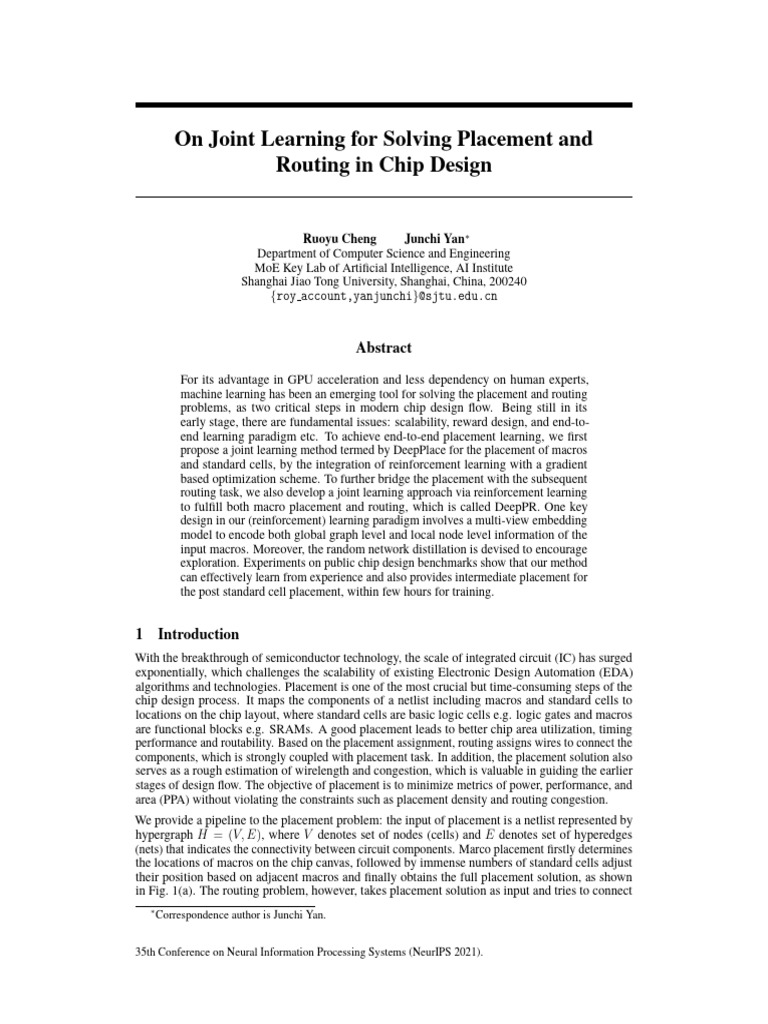 On Joint Learning For Solving Placement and Routing in Chip Design | PDF | Mathematical ...