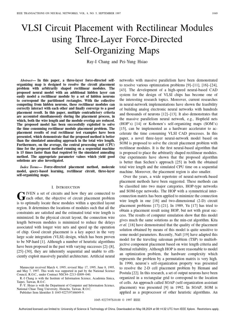 VLSI Circuit Placement With Rectilinear Modules Using Three-Layer Force-Directed Self-Organizing ...