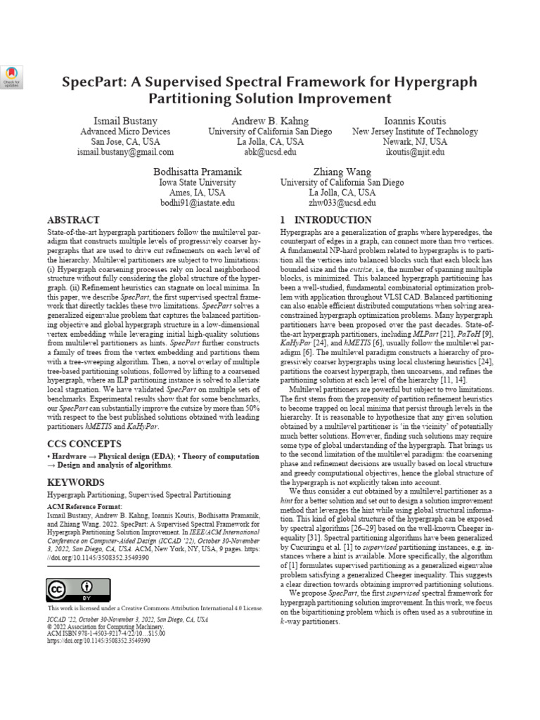 A Supervised Spectral Framework For Hypergraph Partitioning Solution Improvement Pdf 