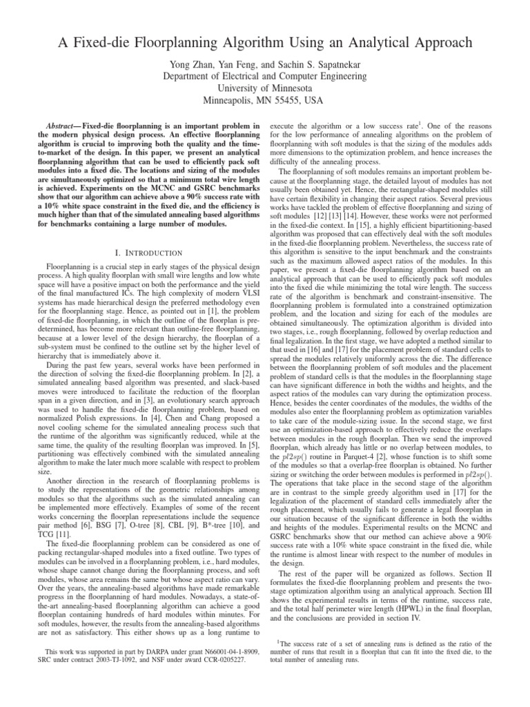 A Fixed-Die Floorplanning Algorithm Using Analytical Approach | PDF ...