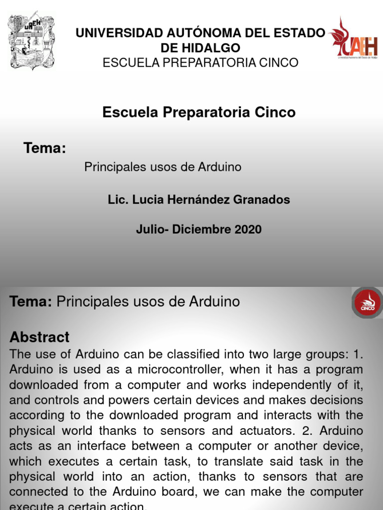 Principales Usos de Arduino | PDF | Arduino | Hardware de la computadora