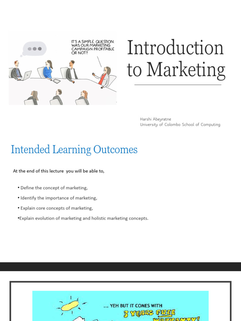 Introduction To Marketing | PDF | Marketing | Sales