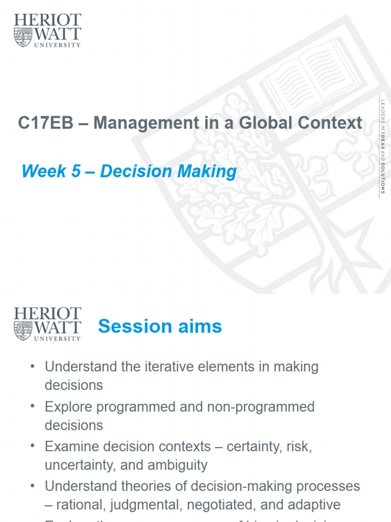 Week 7 - Decision Making 2023-2024 | PDF | Decision Making | Rationality