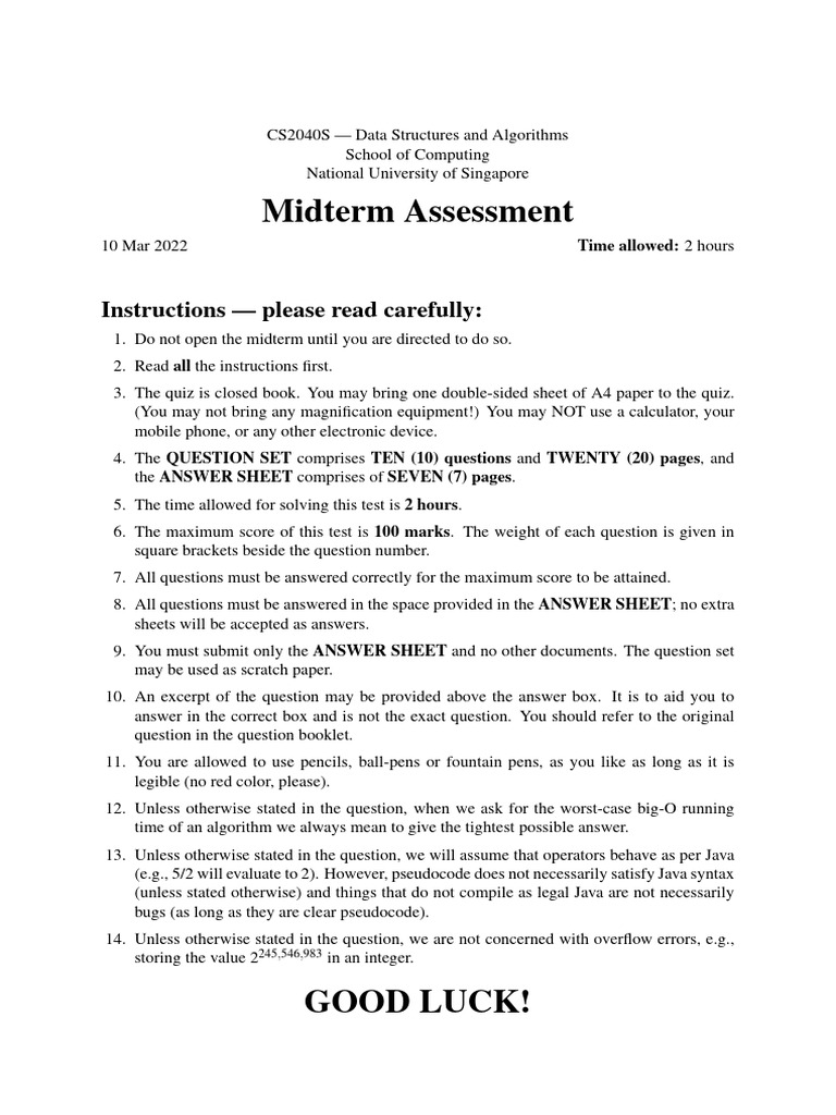 Midterm 2022 | PDF | Algorithms And Data Structures | Algorithms Midterm 2022 | PDF | Algorithms And Data Structures | Algorithms