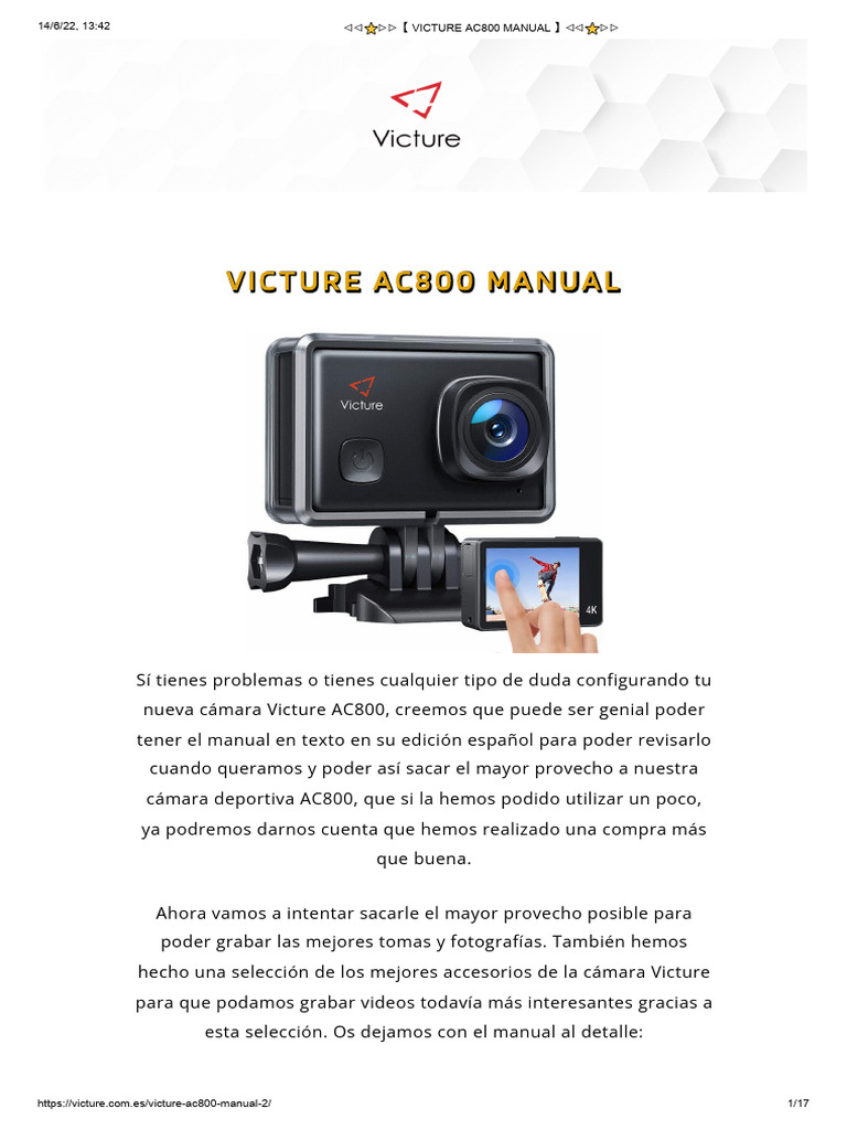 Mini camara deportiva【 VICTURE AC800 MANUAL 】 - - ⭐️ | PDF | Aplicación ...