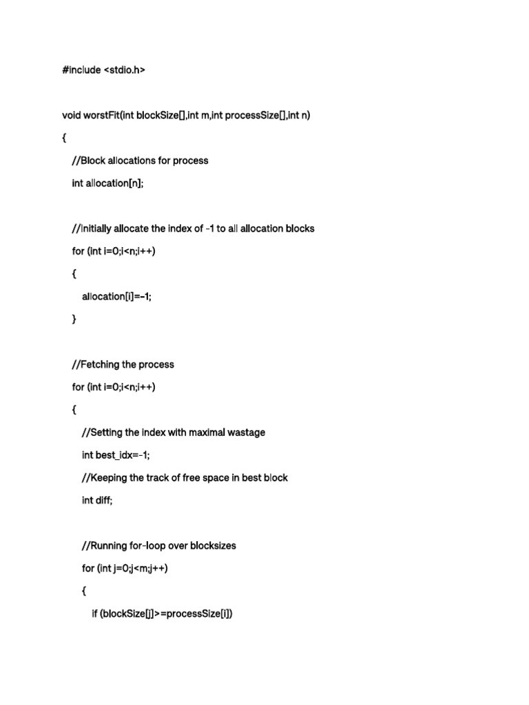 Worst Fit Allocation Pdf 