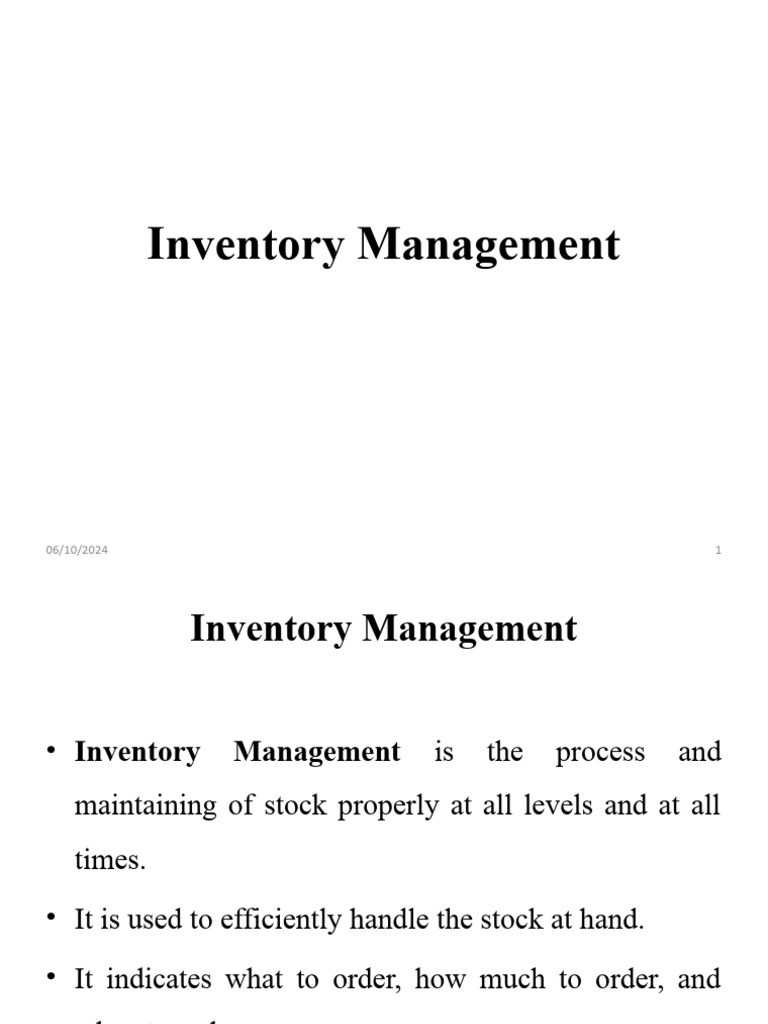 Inventory management | PDF | Inventory | Health Care