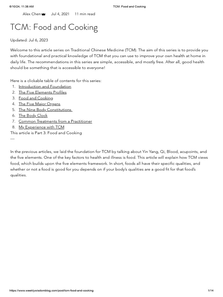 TCM - Food and Cooking | PDF | Foods | Cooking