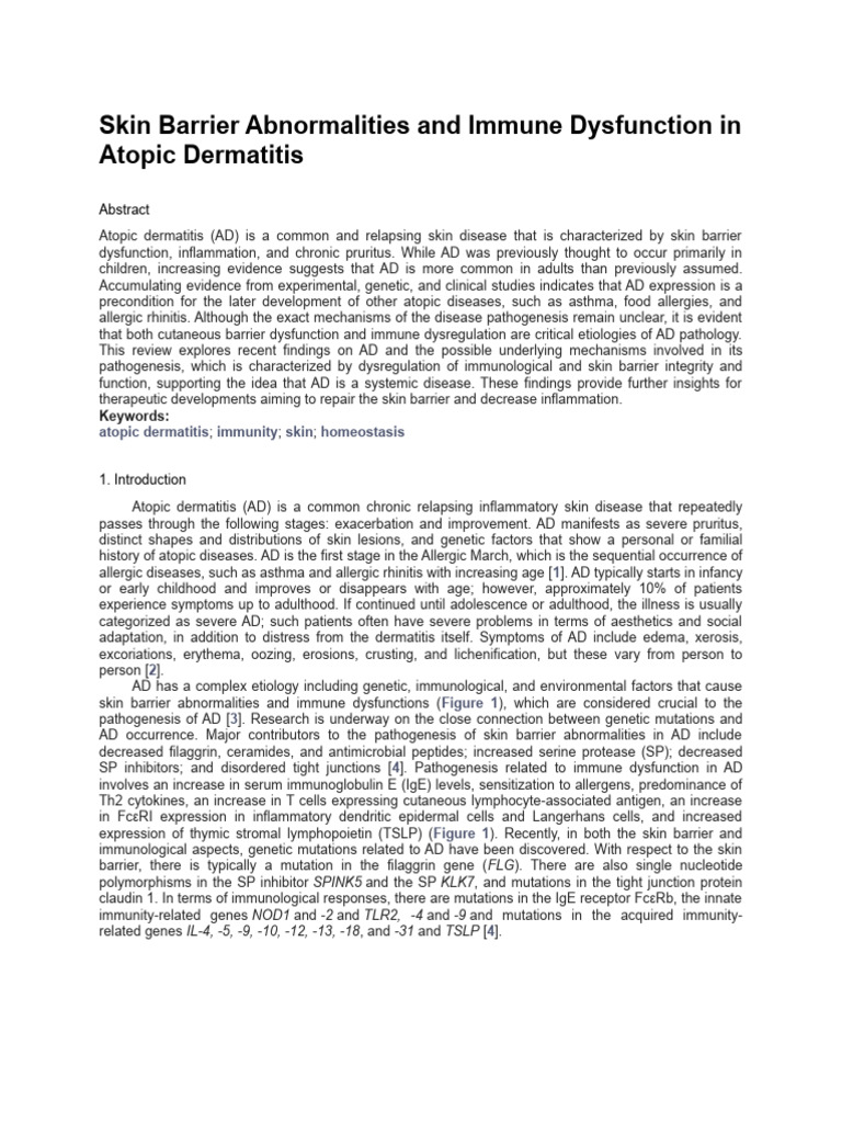Skin Barrier Abnormalities and Immune Dysfunction in Atopic Dermatitis ...