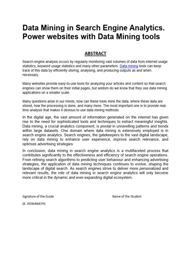 Data Mining In Search Engine Analytics Pdf Data Mining Analytics