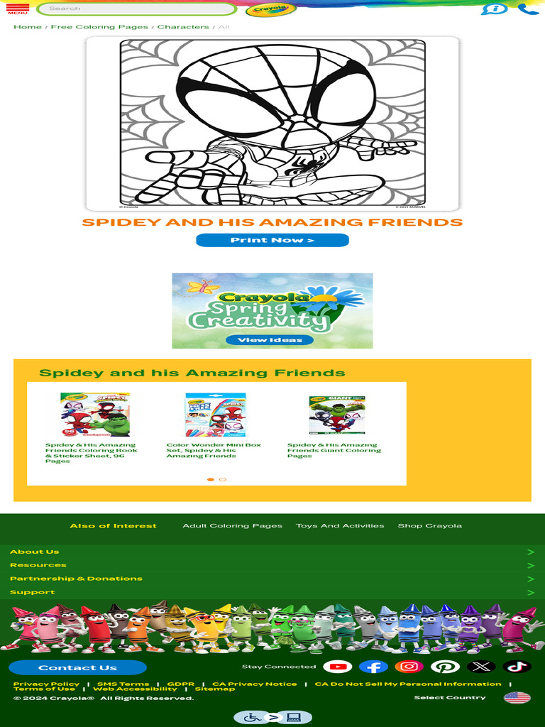 Spidey and His Amazing Friends Spiderman Coloring Page | PDF | Self ...