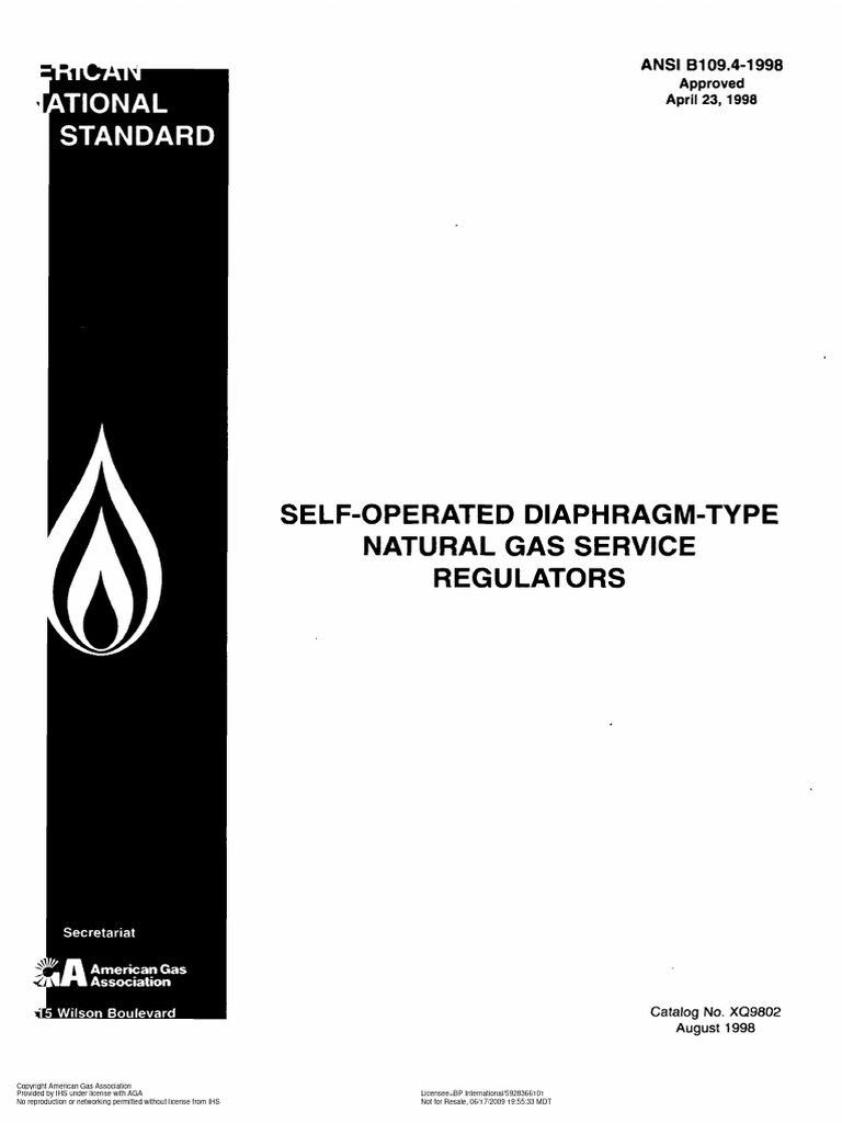 AGA B109.4 Self-Operated Diaphragm-Type Natural Gas Service Regulators ...