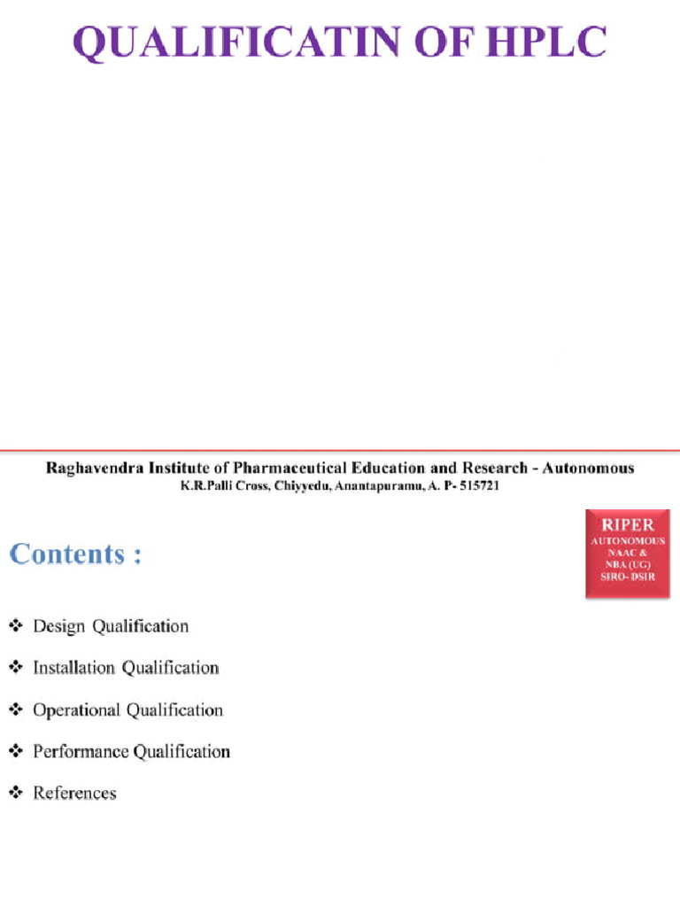 Qualification of HPLC | PDF