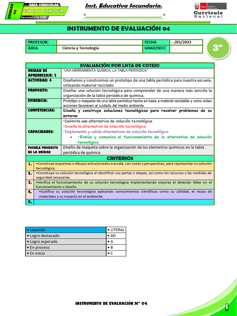D-3º LC Act 4 - Cyt-Und 2 - Sem 4 | PDF | Evaluación | Diseño