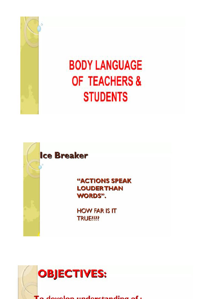 Body Language of Teacher | PDF