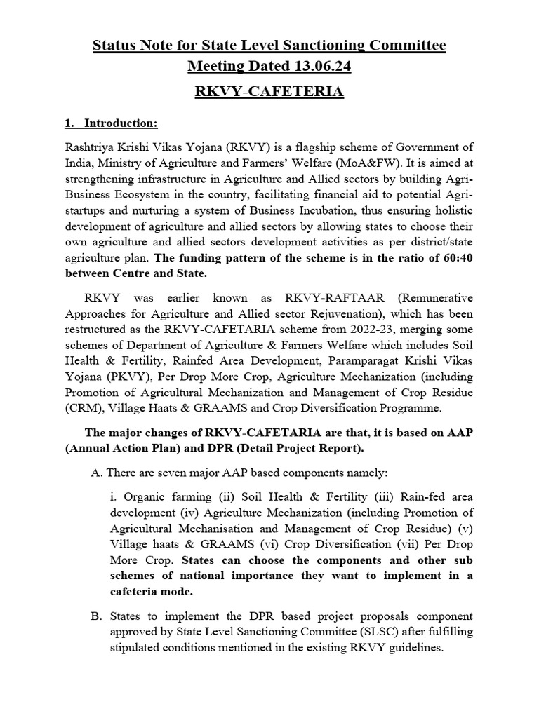 Rkvy (Status Note Meeting Dated 13.06.2024) | PDF | Agriculture | Economies