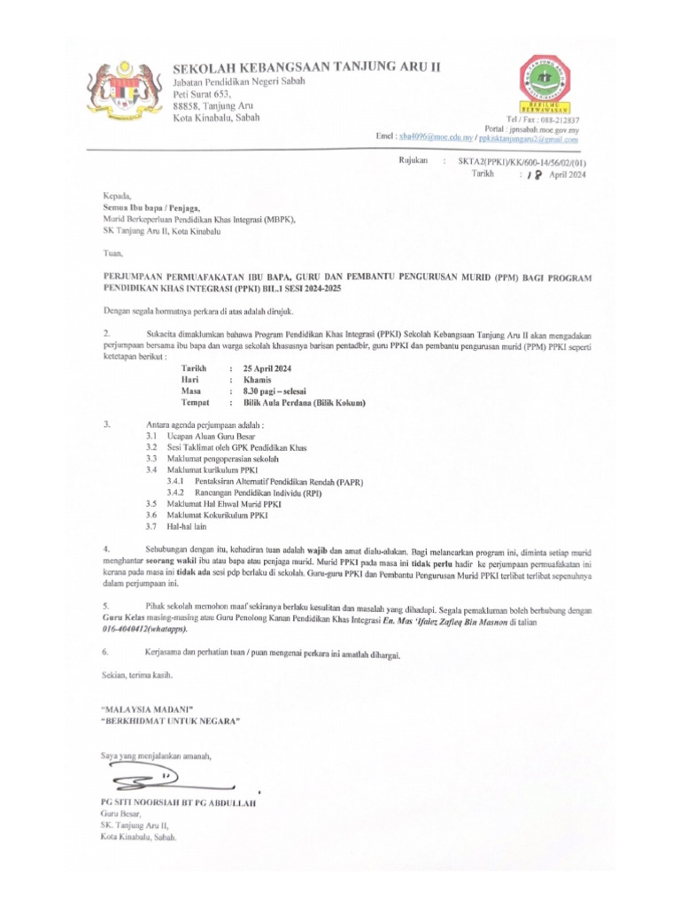 Perjumpaan Permuafakatan Ibu Bapa Ppki Sesi 2024-2025 | PDF