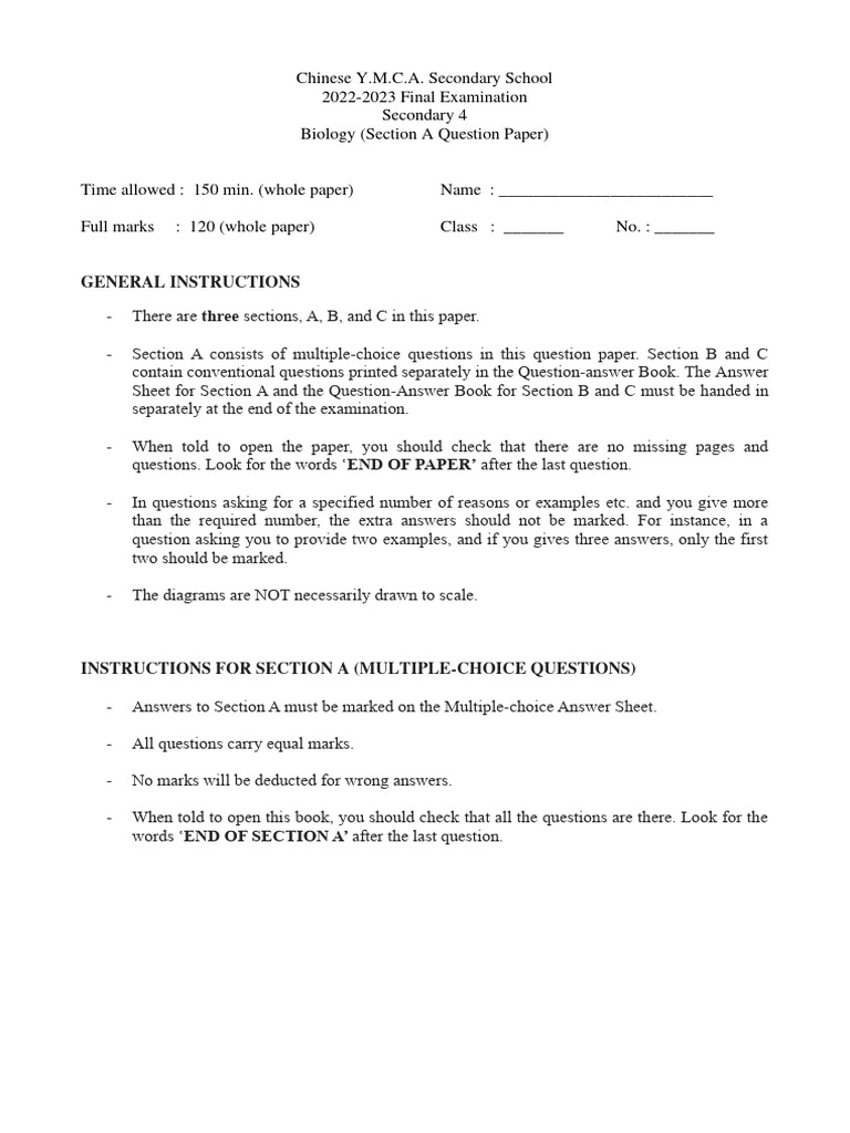 2223 T2 Exam EMI Question | PDF | Meiosis | Blood Vessel