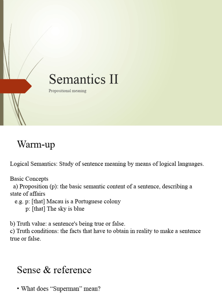 Lecture 10 - Semantics II | PDF | Superman | Semantics