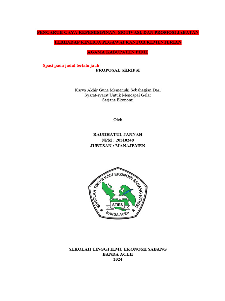 Coretan PROPOSAL SKRIPSI Raudhatul Jannah (20310248) Revisi 5 | PDF | Bisnis | Pengelolaan ...