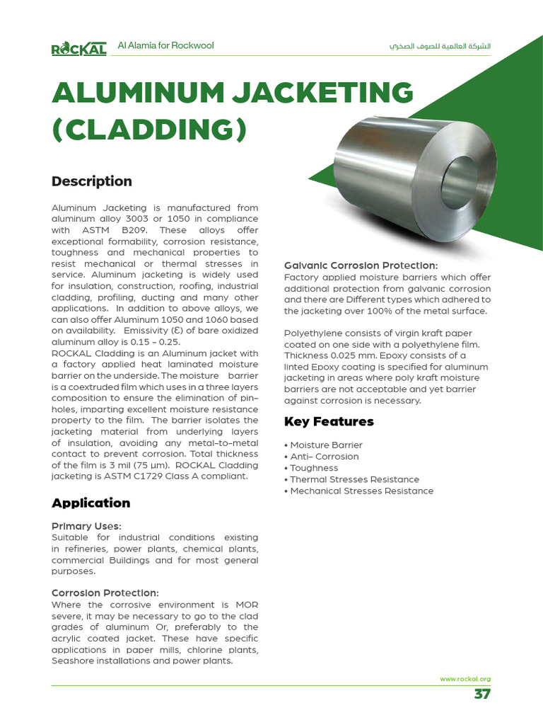 Aluminum Jacketing (Cladding) : Description | PDF | Corrosion | Aluminium