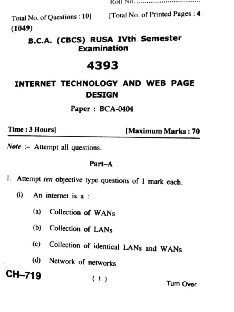 Hpu Bca 4th Sem Paper of Internet Technology&webpagedesign | PDF | Html ...