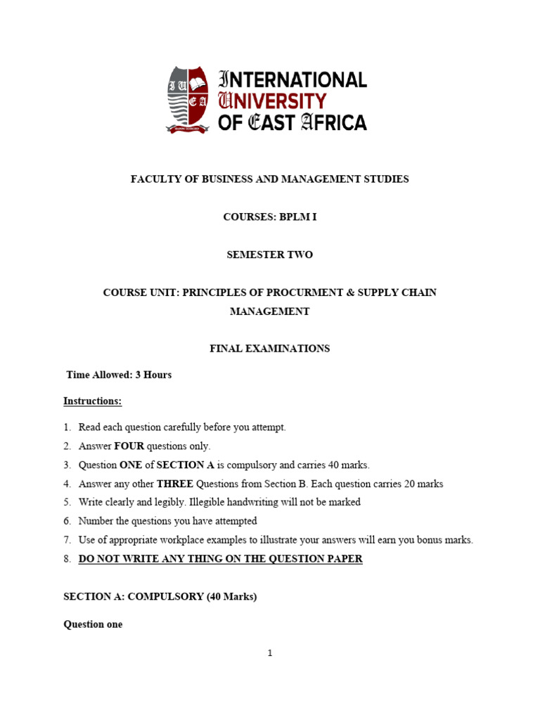 Procurement & Supply Chain Exam | PDF | Procurement | Negotiation