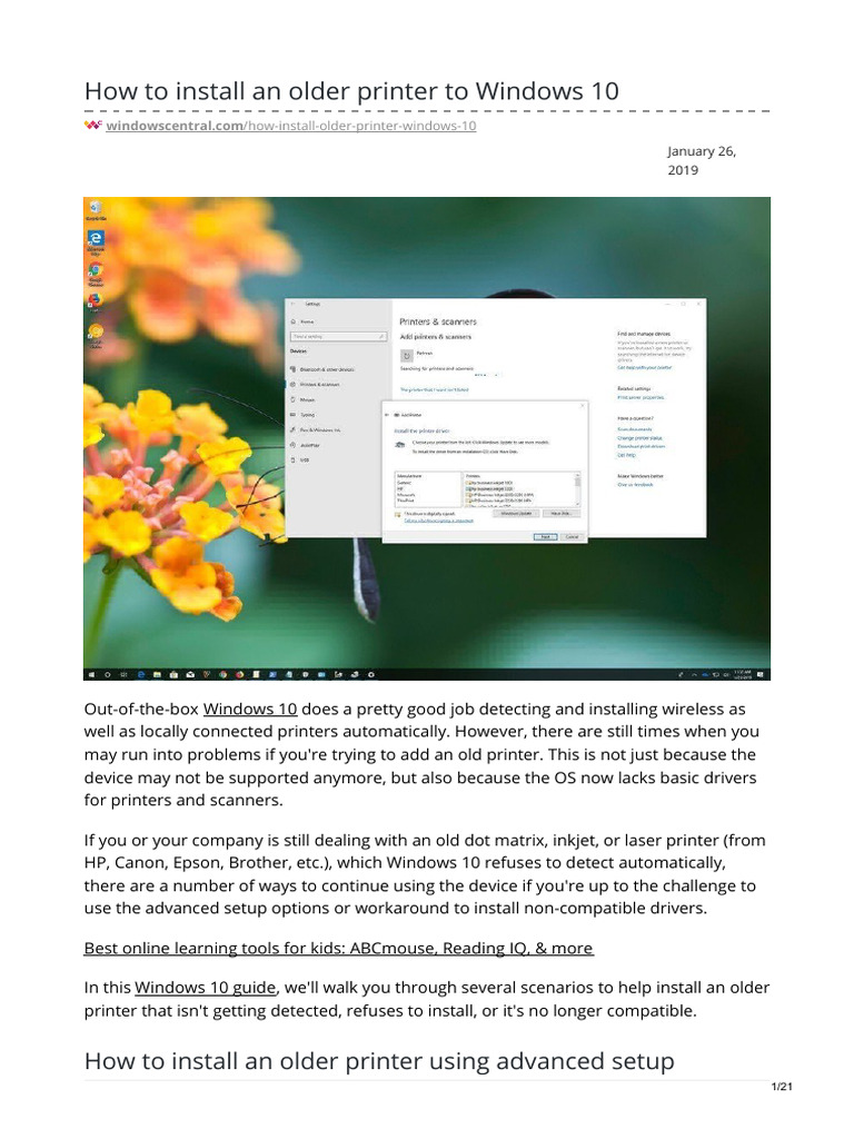 Install Old Printers on Windows 10 | PDF | Printer (Computing) | Microsoft Windows