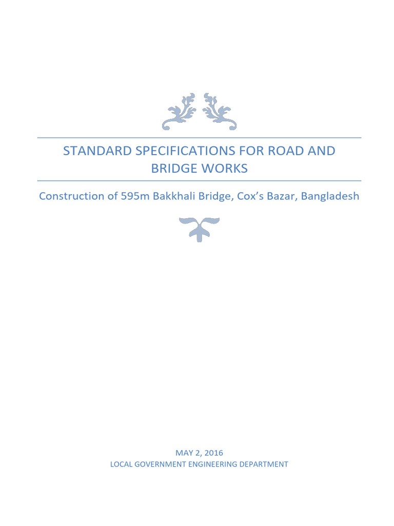 2016-04-28 - Specification - Road and Bridge Works | PDF | Road | Traffic