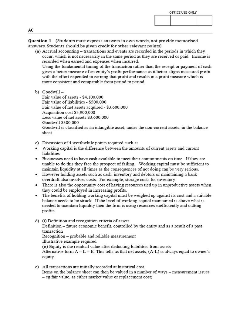 Solution - Past Example Sample (3 Hours) | PDF | Goodwill (Accounting ...