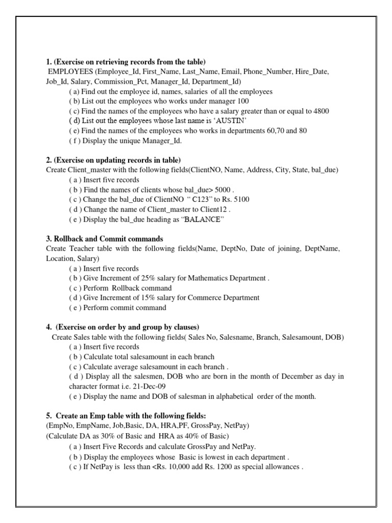 Dbms Lab Pdf Pl Sql Sql