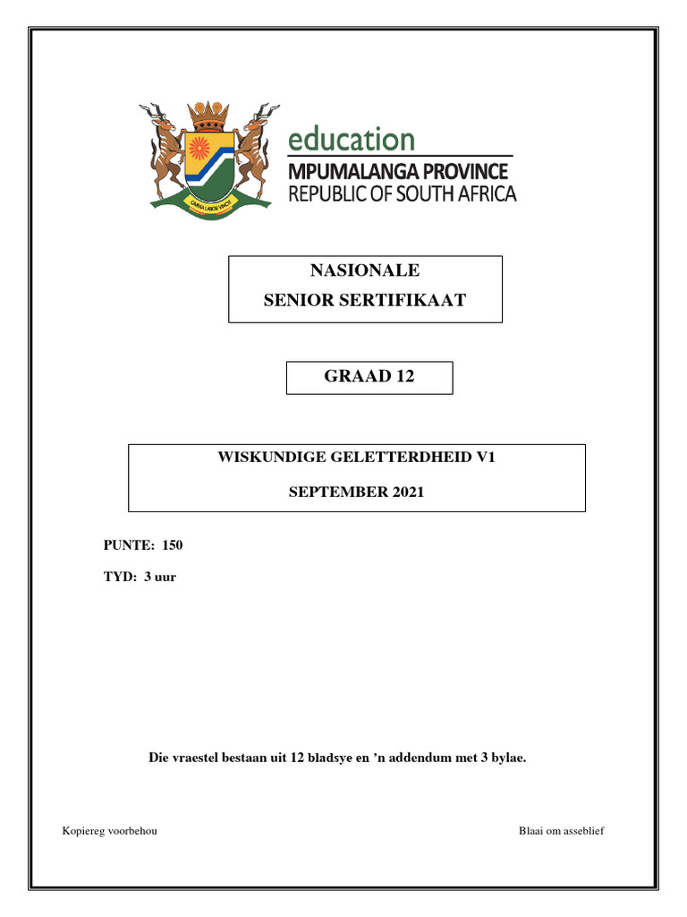 MP ML QP p1 Trial 2021 Afr | PDF