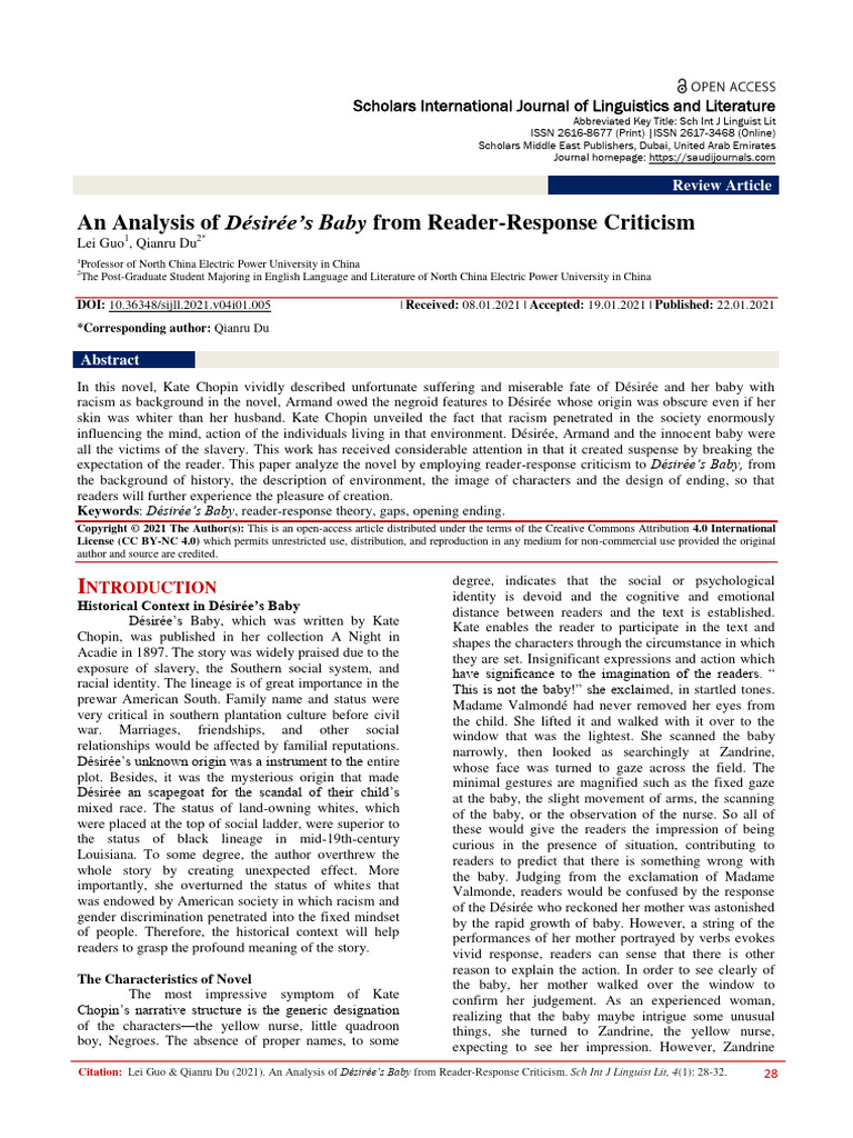 Desiree's Baby Analysis | PDF