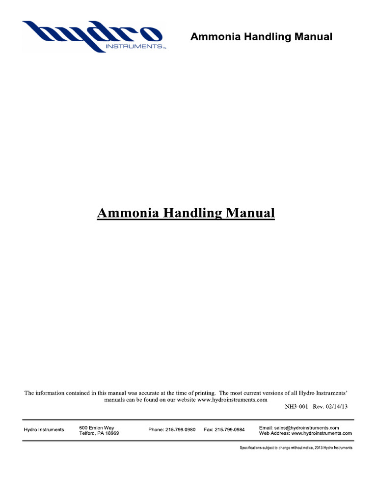 Ammonia Handling Manual | PDF