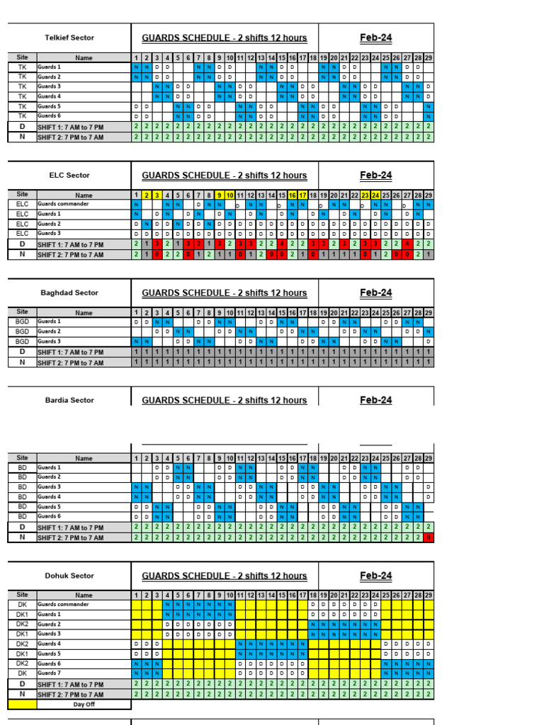 MAG Guards Schedule | PDF