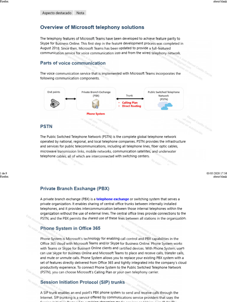 m1 - Overview of Microsoft Telephony Solutions | PDF | Public Switched ...