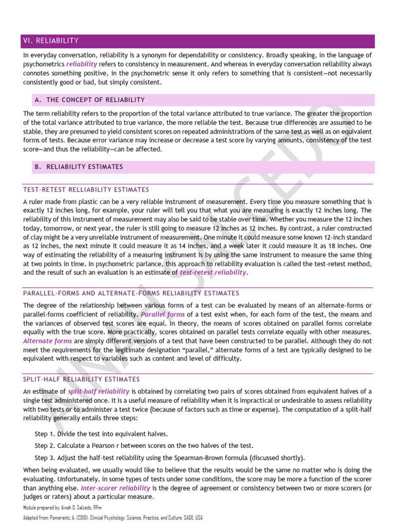 Understanding Reliability in Psychometrics | PDF | Evaluation Methods ...