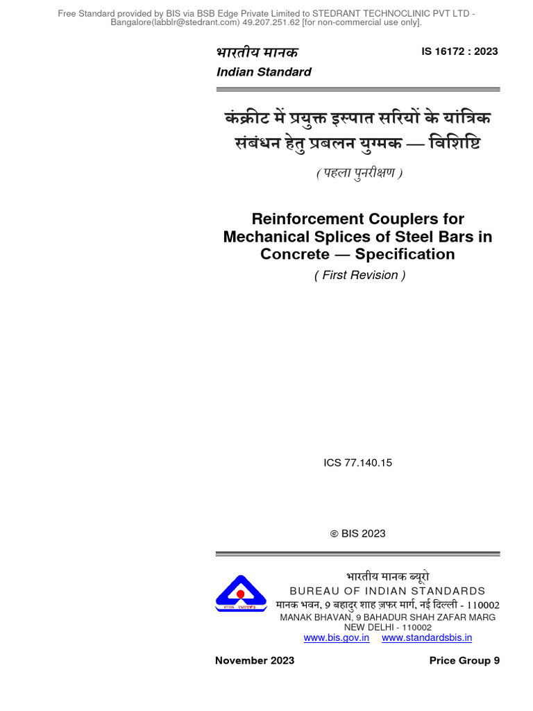Reinforcement Couplers For Mechanical Splices of Steel Bars in Concrete ...