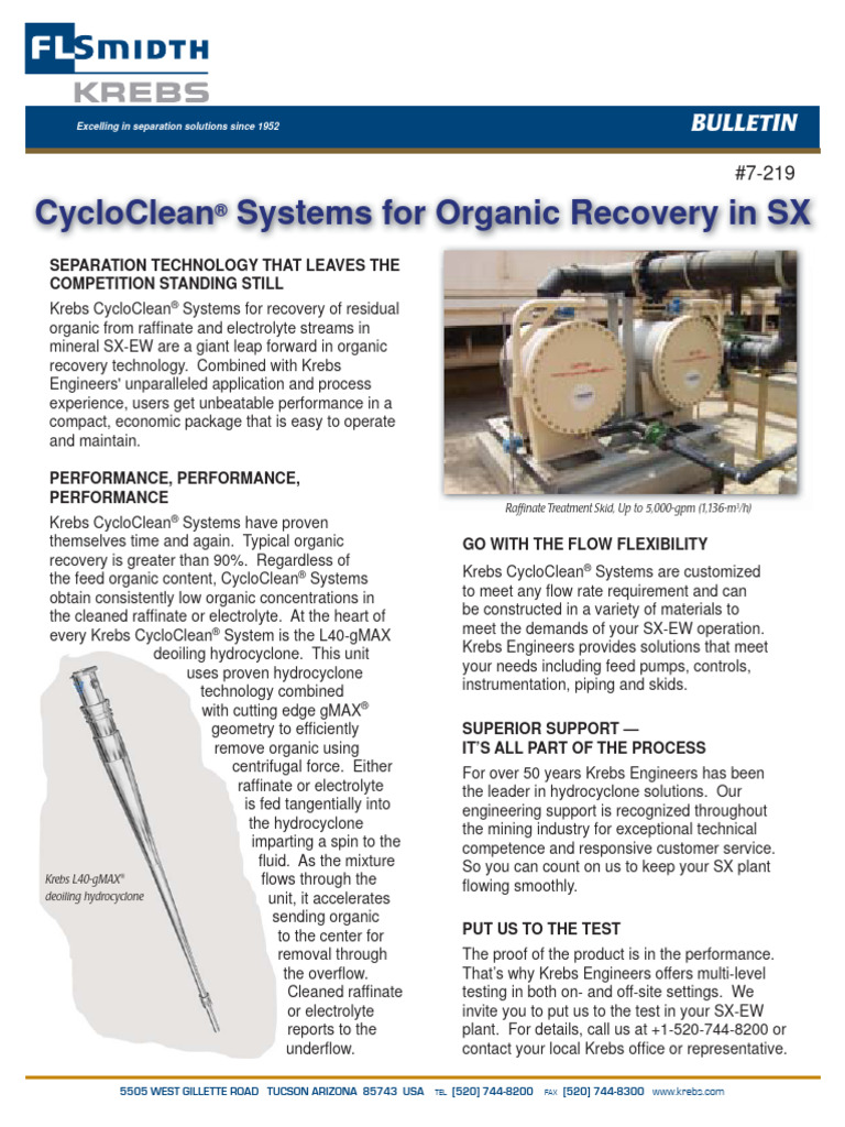 07-219 CycloClean Systems For Organic Recovery in SX | PDF | Pump