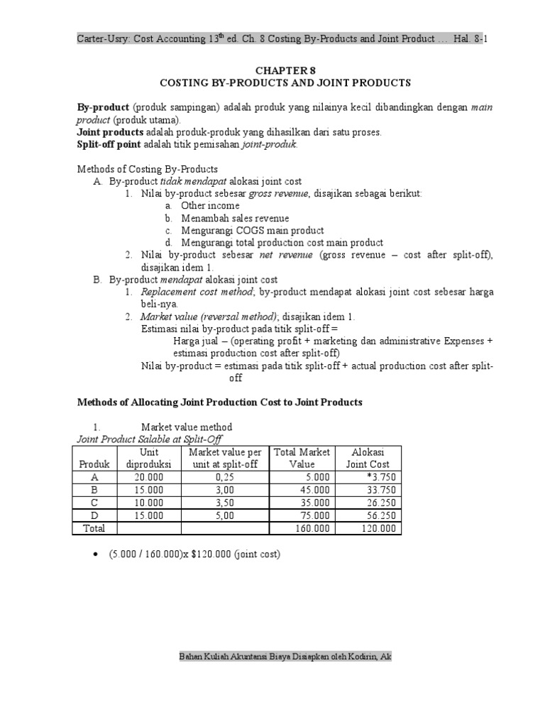 Costing Joint and By-Products Explained | PDF