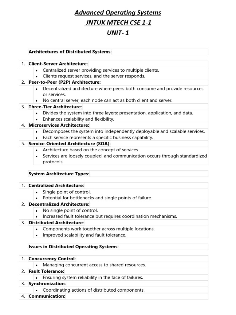 ADVANCE OPERATING SYSTEM Short Notes | PDF | Peer To Peer | Client ...