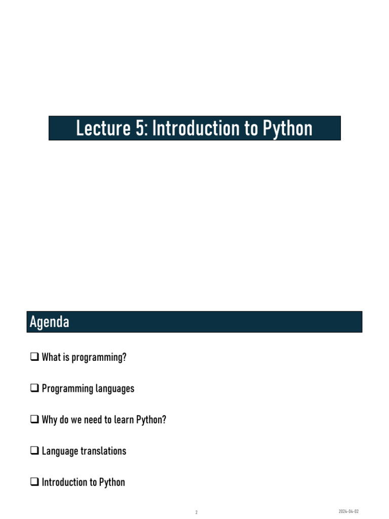 Lecture 5 Introduction To Python Download Free Pdf Python