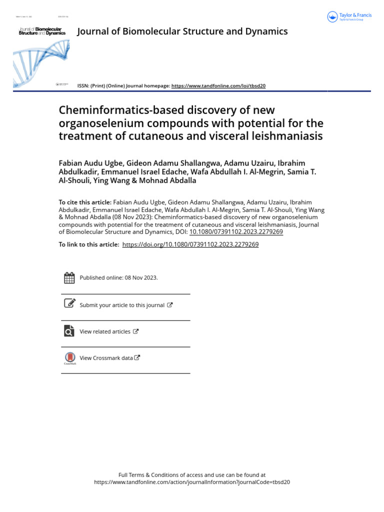 Cheminformatics-Based Discovery of New Organoselenium Compounds With Potential For The Treatment ...