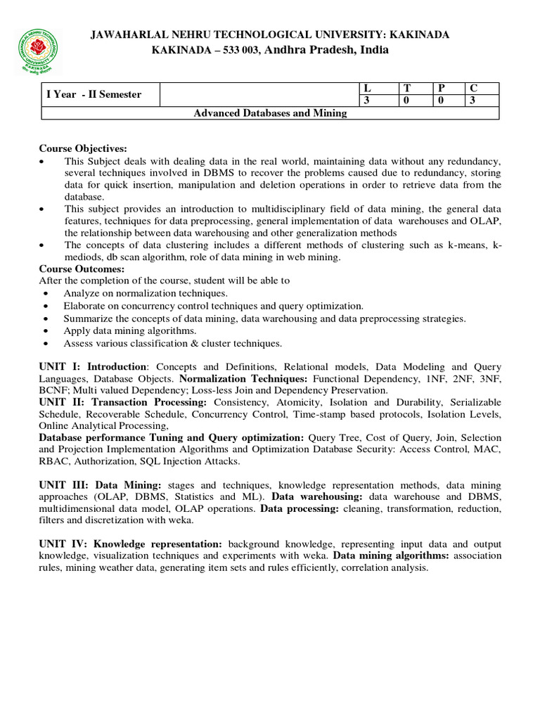 M.tech 1-II Syllabus JNTUGV | PDF | Machine Learning | Cloud Computing