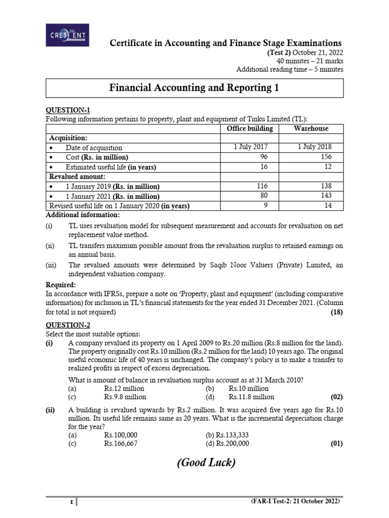 Test 2 | PDF | Depreciation | Valuation (Finance)