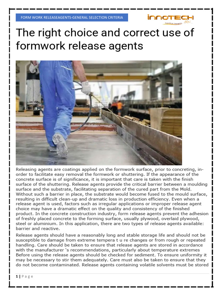 Formwork Release Agents | PDF | Concrete | Chemical Substances