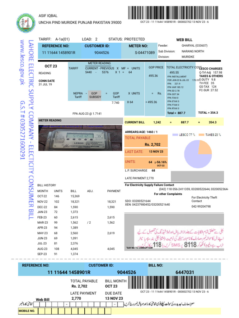 Lesco - Web Bill | Download Free PDF | Government Finances | Payments